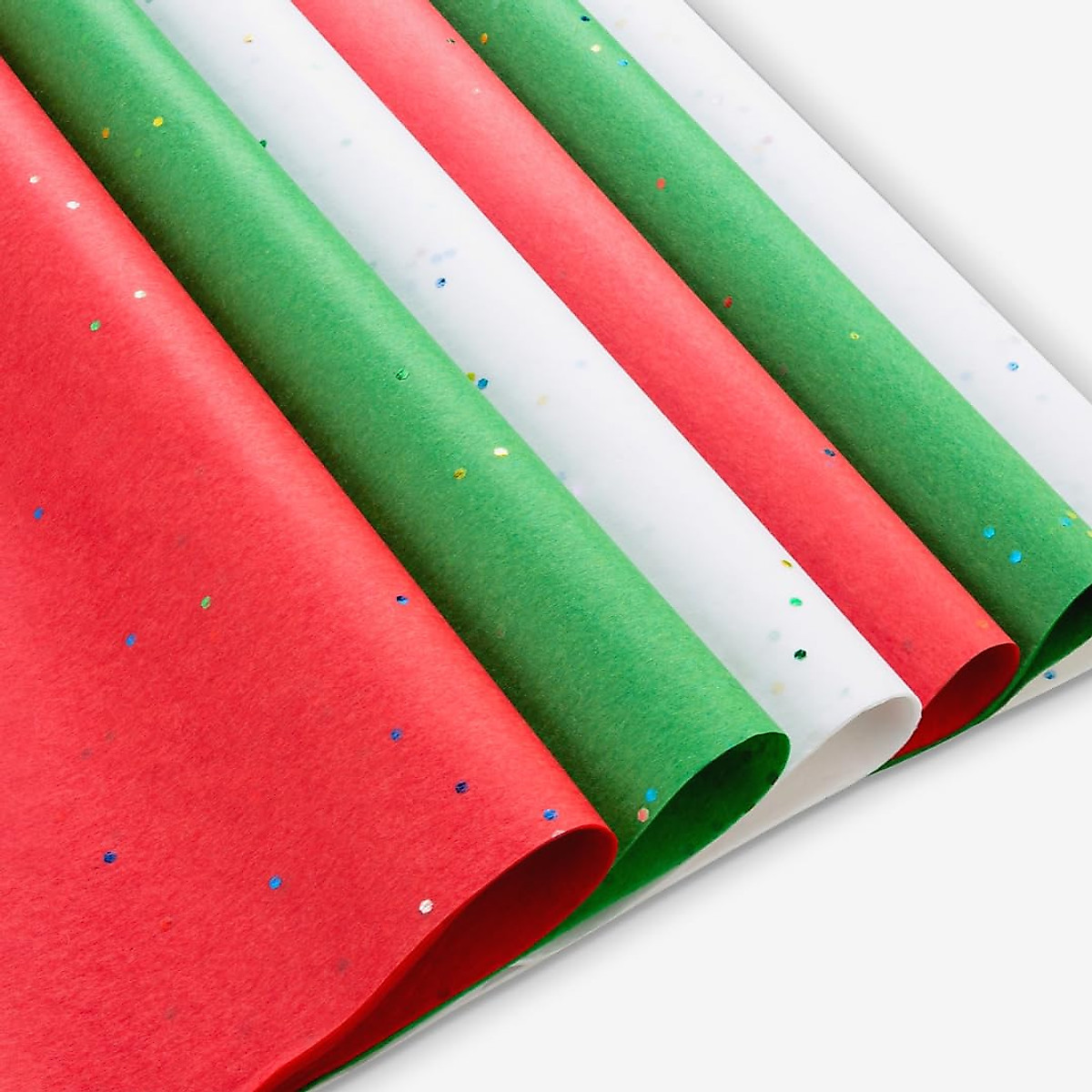 Christmas Tissue Paper for Gift Bags 50 Sheets | Red Green and White Christmas Sheets- Glittery Colorful Sparkle Christmas Wrapping Tissue Paper 20 X 20" Tissue Sheets