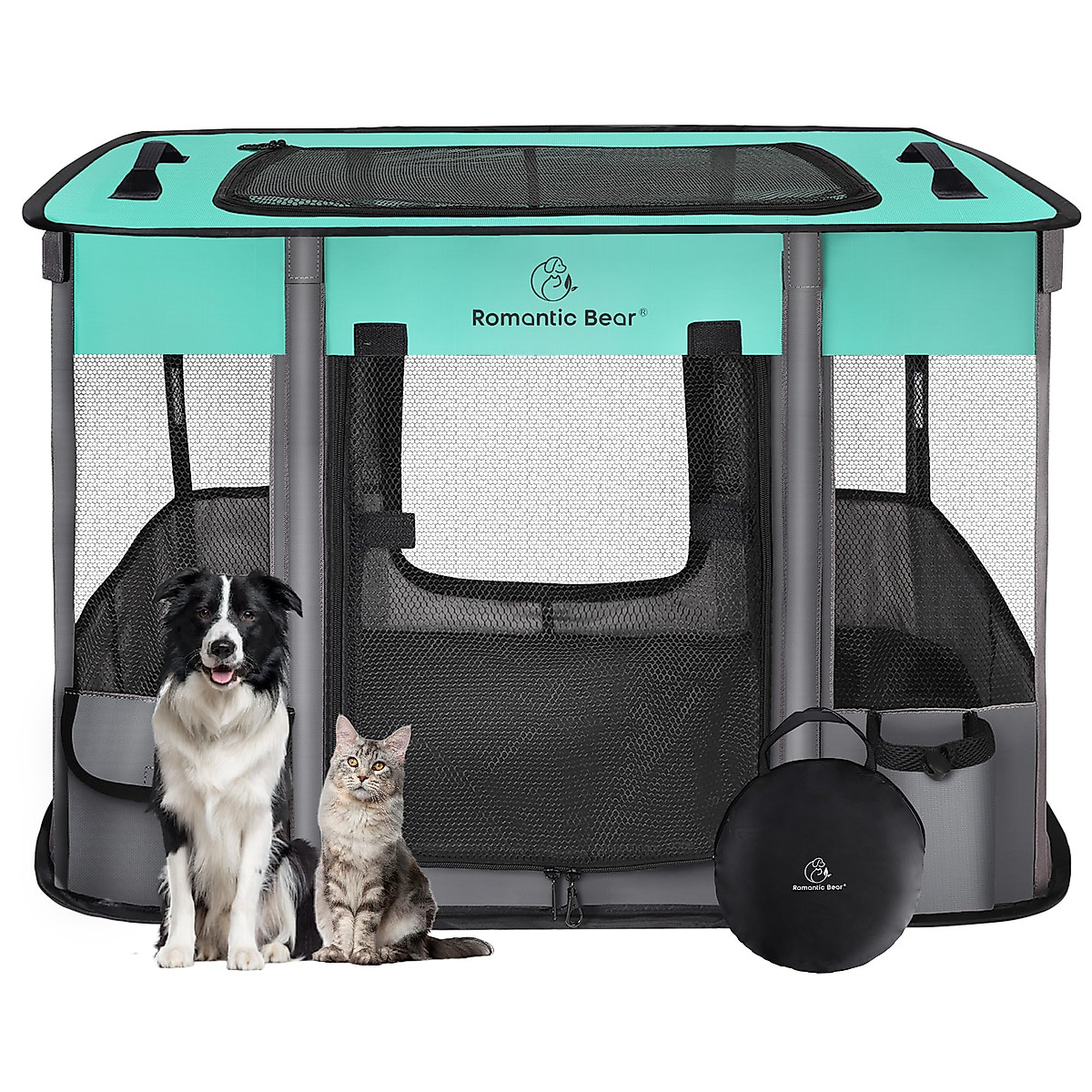 Dog Playpen,Pet Playpen,Foldable Dog Cat Playpens,Portable Exercise Kennel Tent Crate,Water-Resistant Breathable Shade Cover, Indoor Outdoor Travel Camping Use for Small Animals with Carrying Case(S)