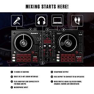 Numark Mixtrack Pro FX + HF125 – 2 Deck DJ Controller For Serato DJ with DJ Mixer, Built-in Audio Interface, and Professional DJ Headphones