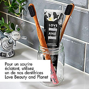Love Beauty And Planet Manual Toothbrush Soft Vegan Handle, Natural Bamboo Handle, Charcoal Infused Bristles, Vegan Certified x 1