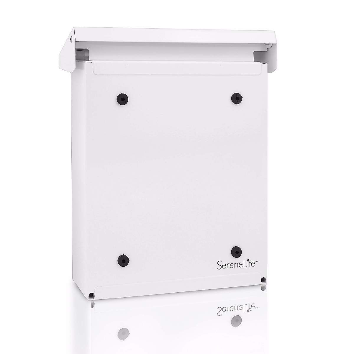SereneLife SLMAB01 Weatherproof Wall Mount Mailbox-Outdoor Galvanized Metal Key Large Capacity, Commercial Rural Home Decorative & Office Business Parcel Box Package Drop Slot Secure Lock, White