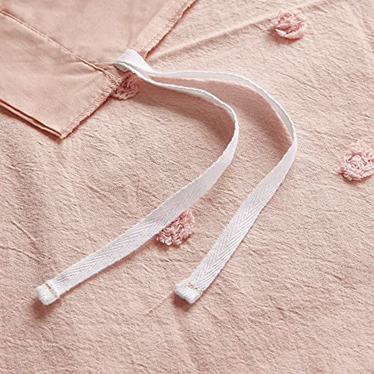 Urban Habitat Duvet Set 100% Cotton Jacquard, Tufts Accent, Shabby Chic All Season Cover for Comforter, Matching Shams, Decorative Pillows, Twin/Twin XL (68 in x 92 in), Pink 5 Piece