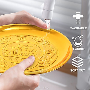 Wakauto 2pcs Buddhist Plate Offering Bowls Plate Golden Fruit Tray Food Dessert Snack Basket Blessing Tray for Altar Use Rituals Incense Smudging Decoration Ornament Golden Serving Bowls