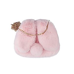 TANOSII Fuzzy Rabbit Bag Faux Fur Fluffy Handbag Furry Evening Bag Crossbody Bag for Women Pink