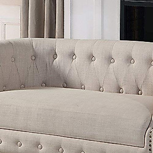Rosevera C23 Edmeston Chesterfield Loveseat, Beige