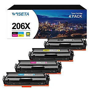 206X Toner Cartridges 4 Pack High Yield (with CHIP) Compatible Toner Cartridge Replacement for HP 206X 206A W2110X Compatible with Color Laserjet Pro MFP M283fdw M283cdw M255dw M282nw Toner Printer