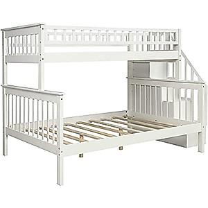 ATH-S Bunk Beds Twin Over Twin Wood Bunk Bed Frame for Boys Girls Teens, Can be Divided into 2 Beds, Gray (Color : White, Size : Twin Over Full)