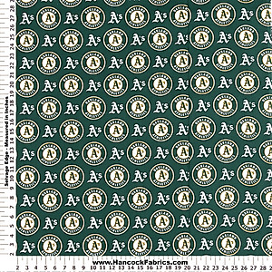 MLB Oakland Athletics Cotton Fabric - Sold By the Yard