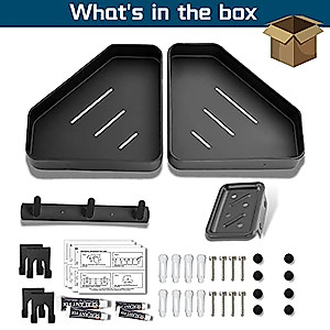 XueshouRT Corner Shower Caddy & Towel Rack & Soap Holder, Aluminum Bathroom Corner Caddy with Hooks, Adhesive Shower Organizer Shelf, Shower Rack Shampoo Holder for Shower Storage 4-Pack Black