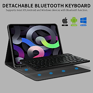 Keyboard Case for iPad Air 11 inch (M3 2025 / M2 2024) & iPad Pro 11 inch (4th/3rd/2nd/1st) Gen - Magnetic Detachable Bluetooth Keyboard with Pencil Holder for 10.9" iPad Air 4th/5th Gen (Black)