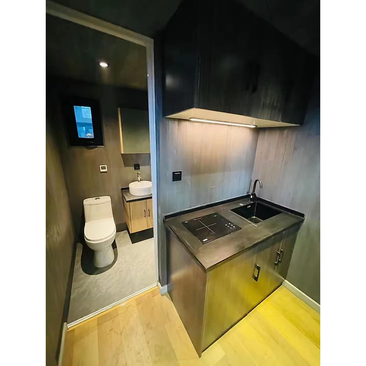 Mobile Container House Glass Windows Oak Wood Hotel Sleep Villa Bnb Studio Pad Rent Door Custom Holiday Cabin Office Garden Air Remote Furnished Home