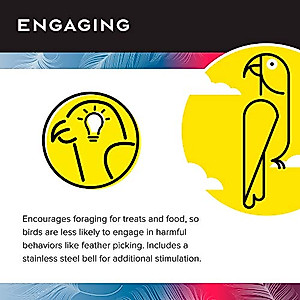 Featherland Paradise | Creative Foraging Systems Hanging Foraging Sphere & Kabob with Stainless Steel Bell, Interactive Bird Treat Toy