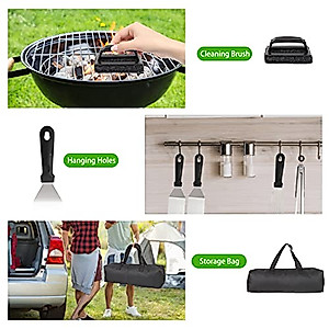 Stolix 29Pcs Stainless Steel Griddle Accessories Kit for Blackstone and Camp Chef Grill BBQ Spatula Set with Carry Bag 100Pcs Bamboo Skewers