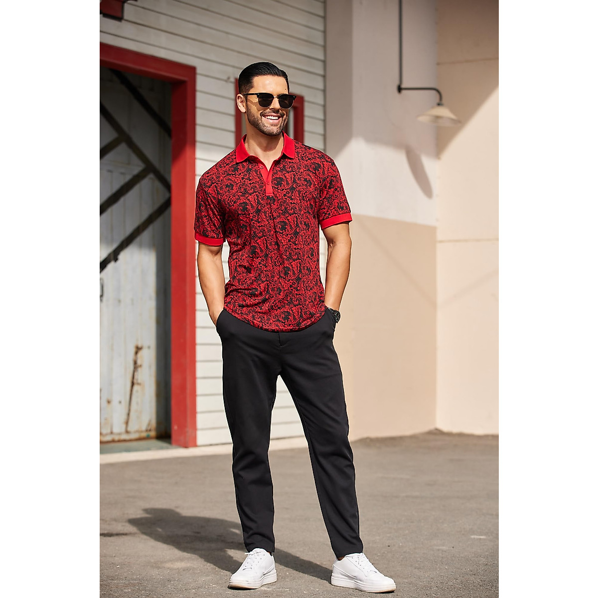 COOFANDY Men's Casual Drawstring Pants Regular Fit Elastic Waist Cotton Basic Straight Leg Cargo Pants Black