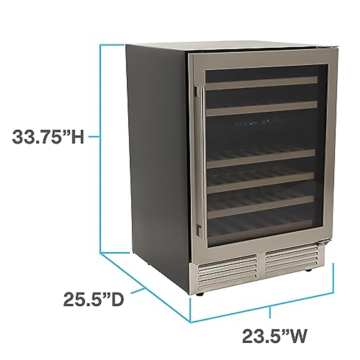 DUURA Elite DE430WCDZSS Wine Cooler Designer Series Dual-Zone, 46-Bottle, Metallic