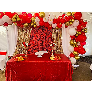 Avezano Valentine's Day Backdrop Rose Flower Wall Photo Background Red Rose Wedding Bridal Shower Photography Backdrop Mother's Day Birthday Party Dessert Table Banner (7x5ft)