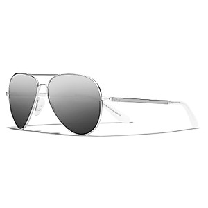 ROKA Phantom Performance Aviator Non-Polarized Sunglasses for Men and Women - Silver Frame - Dark Artic Mirror Lens