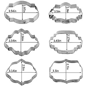 12PCS Frame Cookie Cutter Plaque Cookie Cutters Stainless Steel Different Frames Fondant Cutter Molds Frames Fondant Cookie Cutter for Birthday Party Decorations