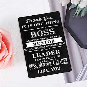 Boss Appreciation Gifts Wallet Card Insert for Mentor Leader Male Female Boss Day Office Thank You Gifts for Supervisor PM Birthday Card Coworker Leaving Going Away Farewell Retirement Christmas Gifts