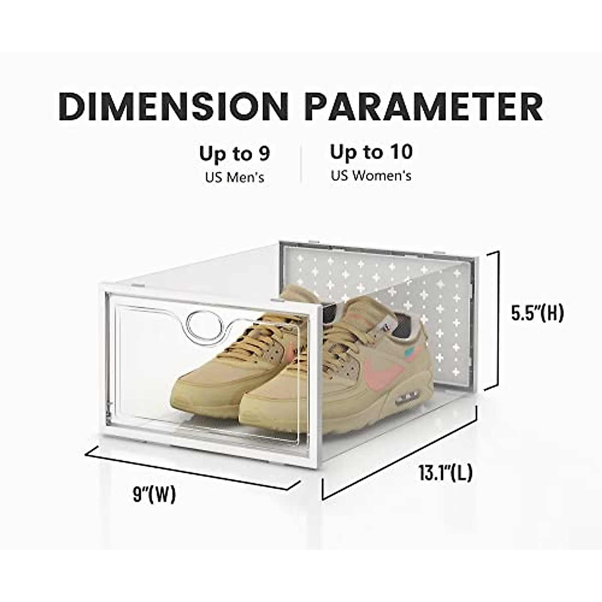 Pinkpum Shoe Storage Boxes, Shoe Organizer for Closet Clear, Shoe Boxes Clear Plastic Stackable, Folable Storage Bins with Lids,12 Pack