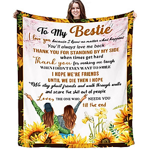 to My Bestie Blanket for Women Ultra Soft Flannel Throw Blanket for Girls BFF for Sofa Bed Friendship Gift for Friends Birthday Anniversary 80'' x 60''