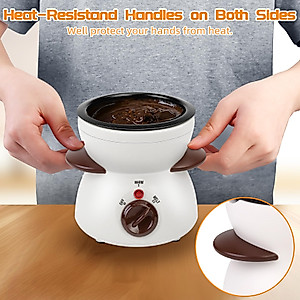 Mini Chocolate Melting Pot, Chocolate Fondue Fountain, 8.79OZ Warmer Machine for Milk Chocolate, Cheese, Butter, Candy (White)
