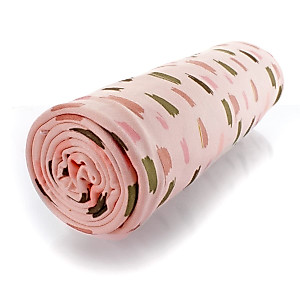 Blush Pink Brush Strokes DBP Fabric - Double Brushed Polyester 4 Way Stretch - 1 yard