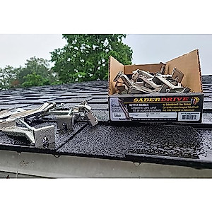5" Saberdrive Aluminum Gutter Hangers with Pre-Loaded Screws, 50 Pieces, For 5" & 6" Gutter Systems, Type 17 Point, Long Lasting Aluminum, Pre-Loaded Screw
