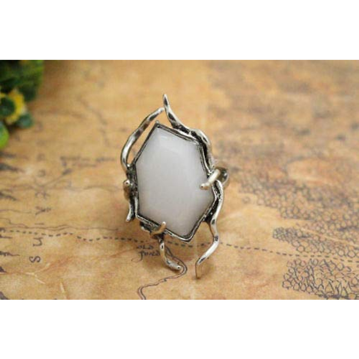 The Hobbit Thranduil ring white stone ring Mirkwood elf King ring LOTR ring (7)