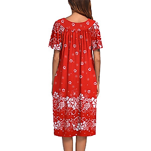 Ekouaer Women's House Dress with Pockets, Christmas Print, Small