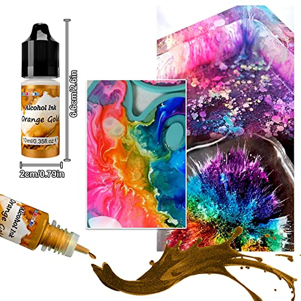 Metallic Alcohol Ink Set - 20 Metal Colors, Concentrated Alcohol-Based Ink, Epoxy Resin Paint Dye for Resin Coasters, Acrylic Painting, Tumbler Making,10 ml Each