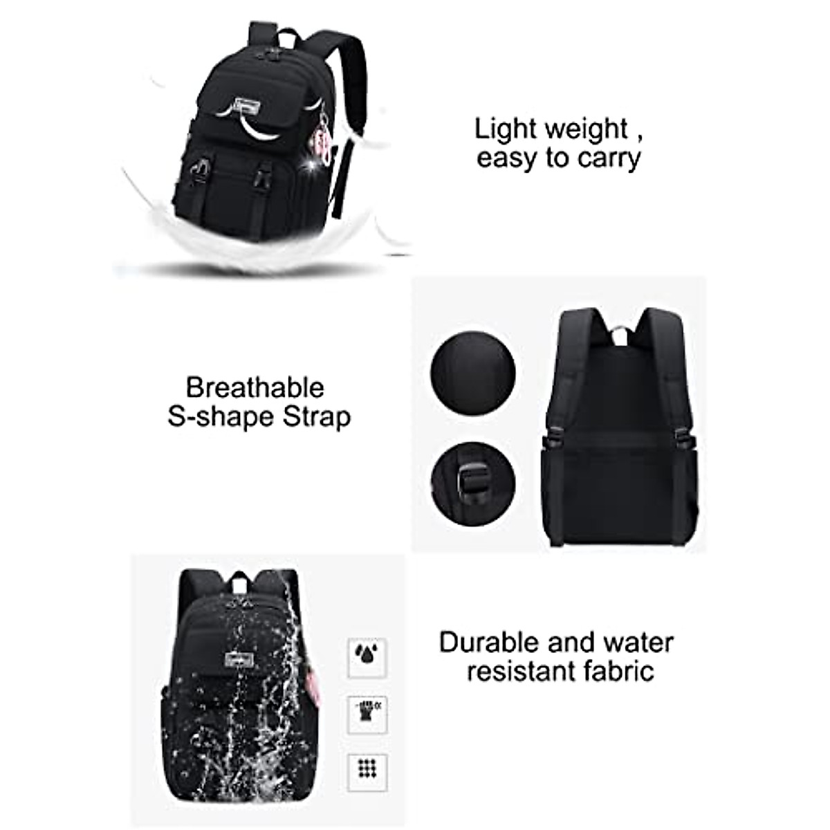 JiaYou Teen Girls Casual Backpack High Middle School Daypack Women Daily Travel Laptop Bag(2# Purple,35 Liters)