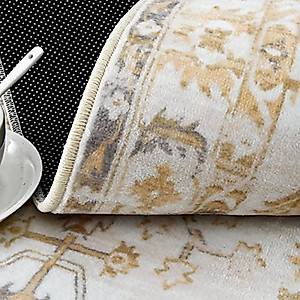 COZYLOOM Large 8x10 Area Rug Medallion Distressed Soft Rug Retro Indoor Carpet for Living Room Non-Shedding Floral Floor Carpet Low Pile Anti-Slip Backing Bedroom Thin Rug Accent Home Decor