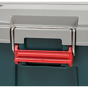 IRIS USA 82 Quart Weathertight Plastic Storage Boxes, Heavy-Duty Utility Totes with Durable Lid and Secure Latching Buckles, Garage and Outdoor, Green/Gray, 4 Pack