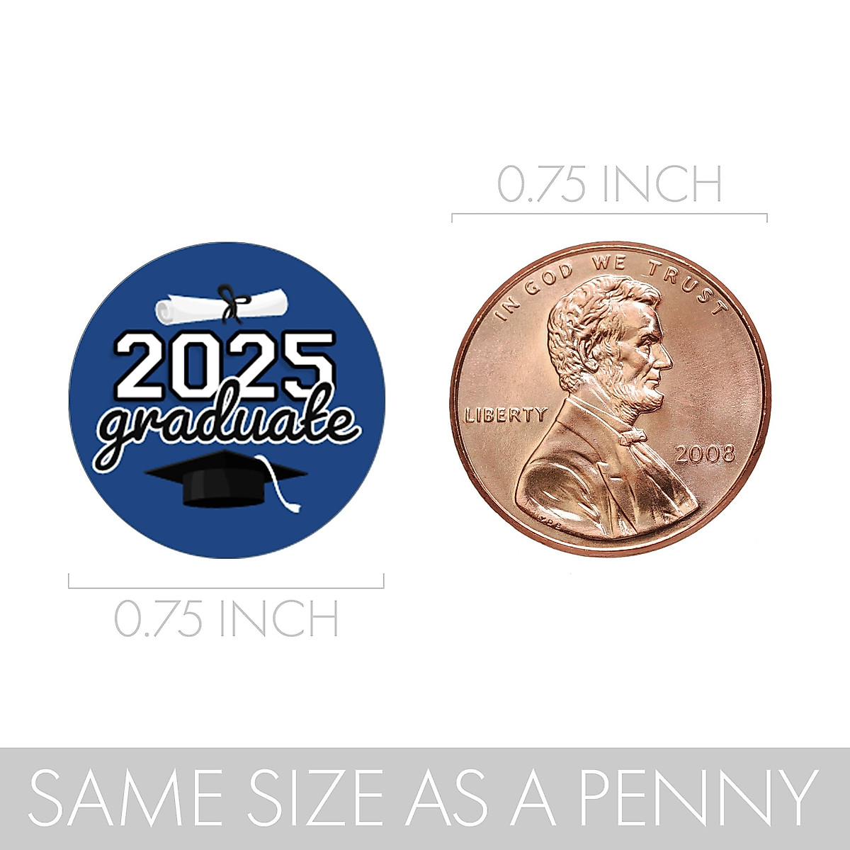 Graduation Party Stickers for Kisses Candy, Chocolate Drops, Grad Party Favors - 180 Count (Blue 2025)