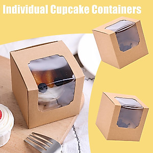 VGOODALL 20PCS Cupcake Boxes, 3.5"x3.5"x3.5" Individual Cupcake Containers Pre-Assembled Containers with Window and Inserts for Wedding Baby Shower Birthday Party Supplies