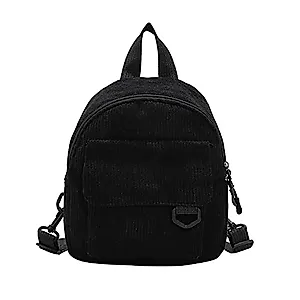 Women Mini Backpack Solid Color Corduroy Small Backpacks Casual Student Bookbags Traveling Backpacks(One Size,black), AM1PG0HGL0US