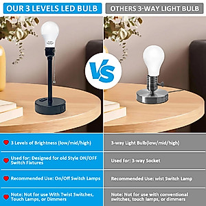 2024 NEW 3-Way LED Bulb for ON/OFF Old-Style Switch Fixtures (Not Compatible with Twist Switch), Daylight 5000K, A19 Three-Level Brightness Bulb for Pull Chain Lamps, 15/40/60W Equivalent, 4 Pack
