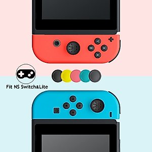 Ferkurn Switch Joycon Thumb Grip Joystick Replacement Cap, Switch Lite Joy con Grip Button Stick Cover Switch Joystick Grip Cap Replacement Part 3D Analog Cap Joy-con Controller Repair Kit Accessories