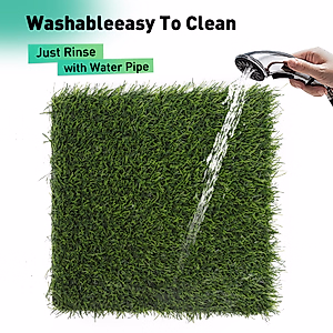 jltkj Artificial Grass Tiles, Turf Tiles Interlocking Fake Grass Self-draining Mat for Patio, Indoor and Outdoor Decor (6 Piece)