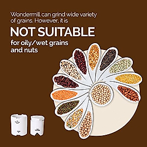 WONDERMILL- Grain Grinder Mill with Flour Canister, Grains & Beans Attachment - Electric Grain Mill Grinder, Wheat Grinder, Flour Mill Machine & Flour Mill Grinder for Home and Professional Use