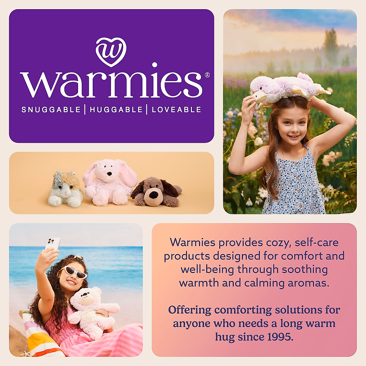 warmies Microwavable & Weighted Stuffed Animals, Green Long Neck Dinosaur - Heated Stuffed Animal Plushie for Warmth & Comfort - Soft Plush Toys for Adults & Children (Boys, Girls, Babies & Toddlers)