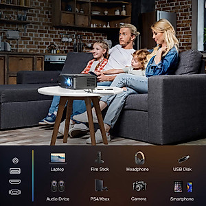 VILINICE Projector with 100" Projector Screen, Native 1080P 9000Lux Projector Full HD 100,000h Lamp Life Movie Projector Compatible with TV Stick, Roku, Smart Phone, HDMI, USB, VGA, AUX(Grey)