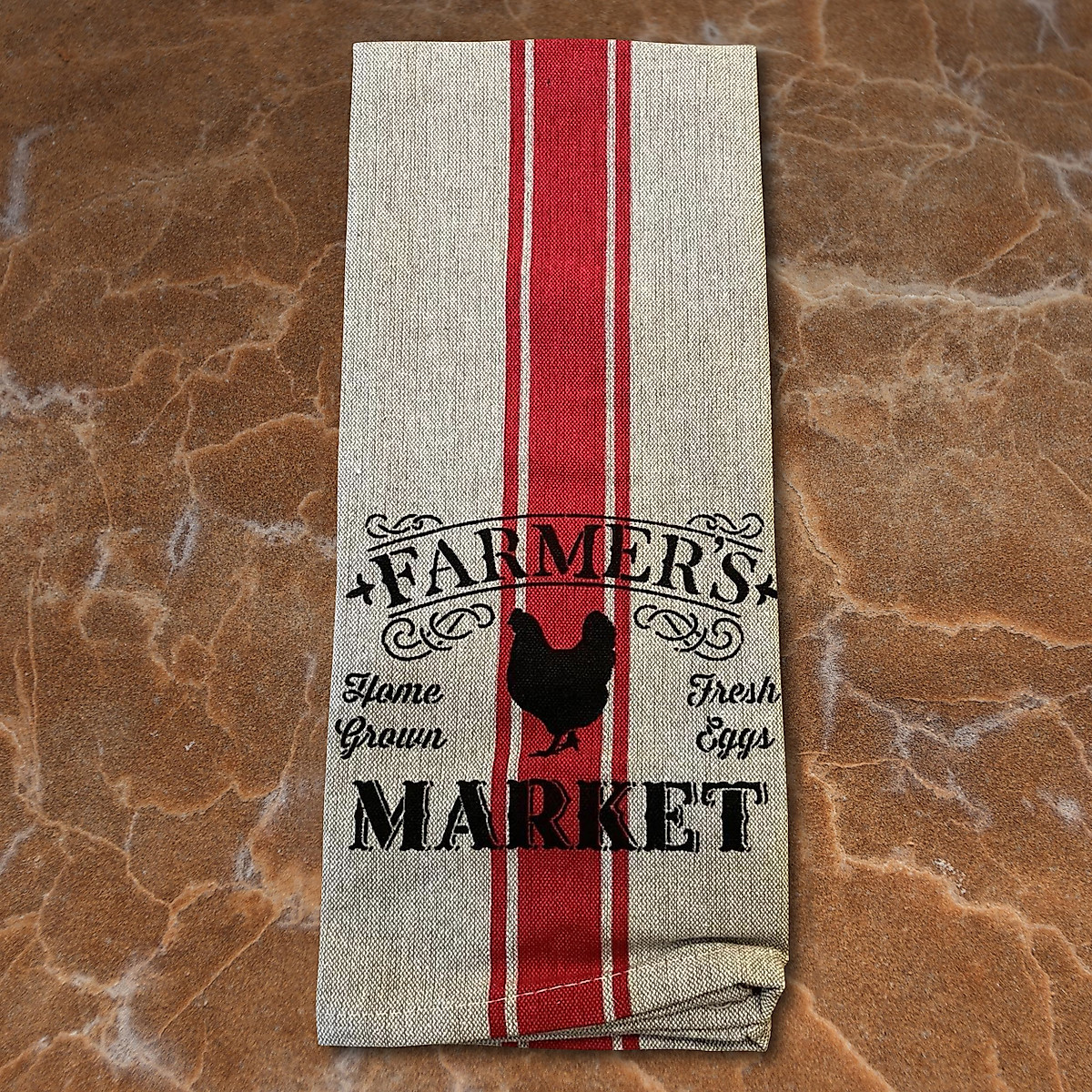 Jolitee Farmhouse Chic Cotton Tea Towels Set of 3 - Rooster & Chicken Kitchen Decor, 15x25 Inches