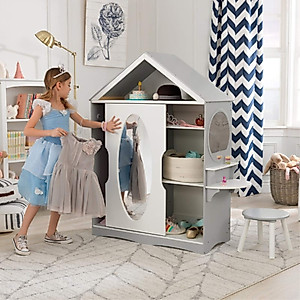 KidKraft Wooden Dress Up Armoire & Vanity with Costume Storage & Mirror, Children's Furniture