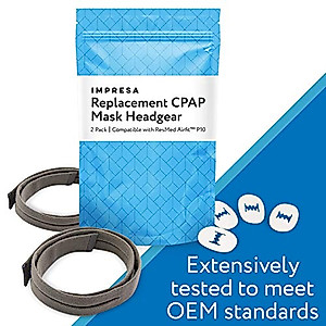 [2 Straps and 4 Clips] Impresa Headgear for ResMed Airfit P10 Nasal Pillow CPAP Mask