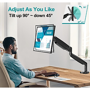 MOUNT PRO Single Monitor Mount Stand fits 22-35 inch/26.4lbs Ultrawide Computer Screen, Long Monitor Arm with Height/Tilt/Swivel/Rotation Adjustable, Premium Gas Spring Monitor Desk Mount, VESA Mount