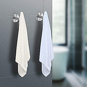 Vuzvuv Adhesive Hooks Brushed Nickel SUS304 Stainless Steel Towel Hooks Heavy Duty Waterproof Wall Hooks Self Adhesive Coat Robe Towel Hooks for Bathrooms Kitchen Hotel Wall Mounted Hooks - 2 Pack