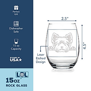 Yorkshire Terrier Yorkie Dog Peeking Stemless Wine Glass - Yorkshire Terrier Gift, Yorkie Gift, Dog Mom Gift, Pet Gift