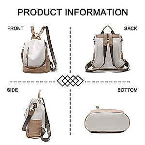 SAMAZ Women Purse Backpack Leather Anti-theft Bag Multipurpose Fashion Shoulder Handbags (White and Yellowish) Medium